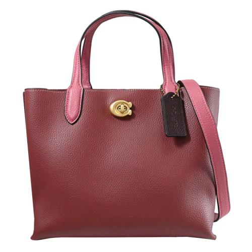 COACH C8561 WILLOW 24 撞色荔枝皮革兩用包.酒紅|COACH斜背包|Her森森購物網